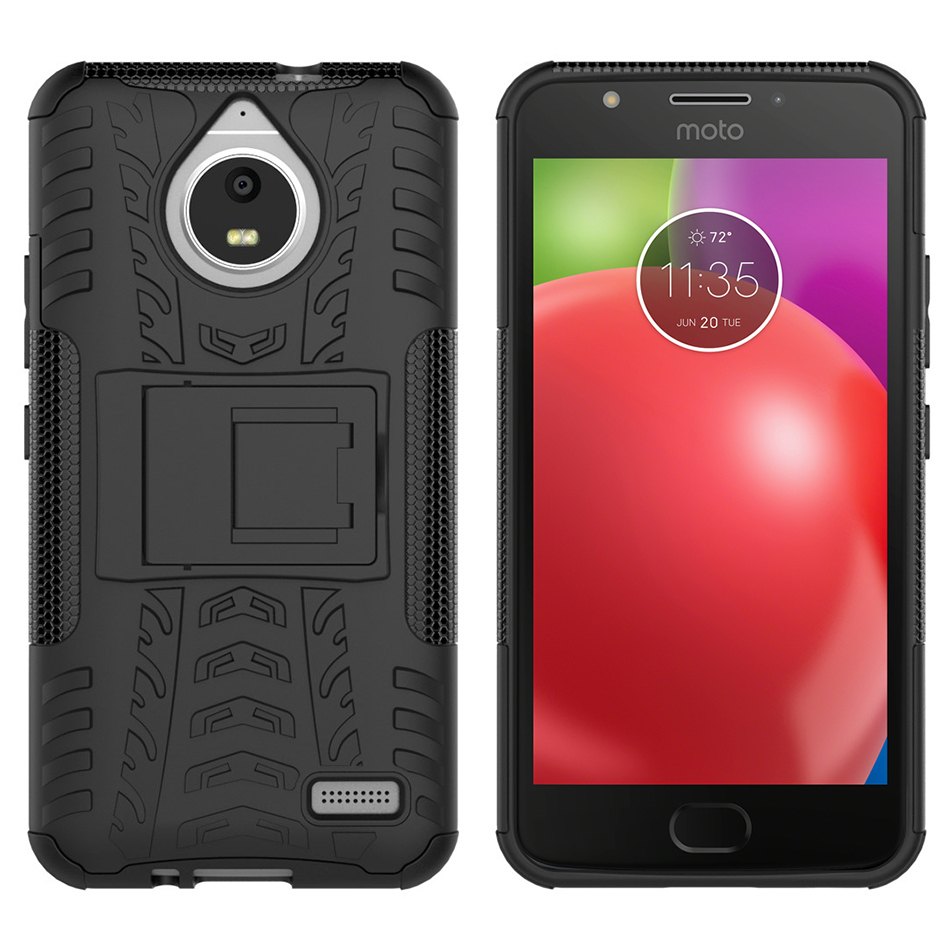 Dual Layer Rugged Tough Case for Motorola Moto E4 (Black)